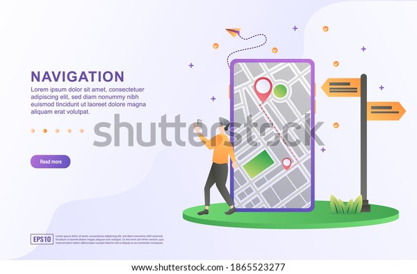 Illustration Concept Navigation Person Walking While Stock Vector ...