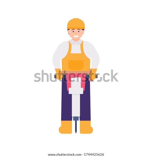 Illustration Construction Workers Laborer Works Using Stock Vector ...