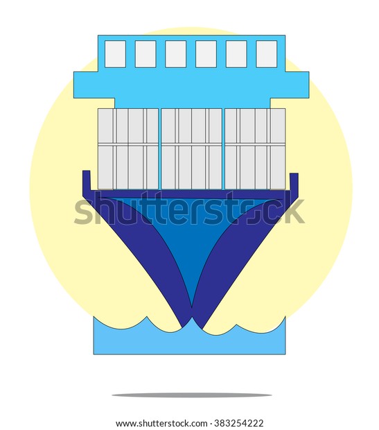 Illustration Container Ship Yellow Circle Background Stock Vector ...