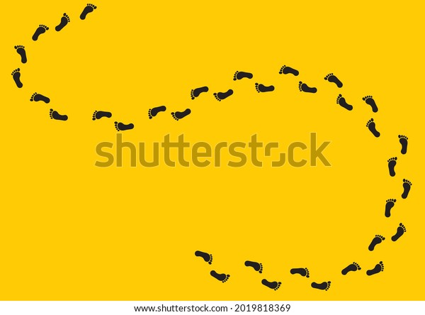 Illustration Continuous Barefoot Footprints Graphic Material Stock ...