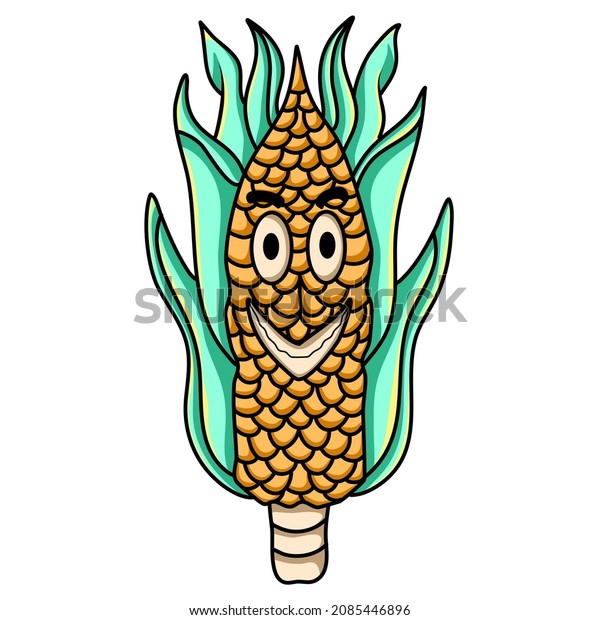 Illustration Corn Character Perfect Mascot Logo Stock Vector (Royalty ...