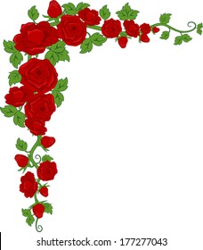 Illustration Corner Border Featuring Red Roses 库存矢量图（免版税）177277043 ...