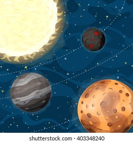 Illustration Cosmic Planets Sun Outer Space Stock Vector (Royalty Free ...
