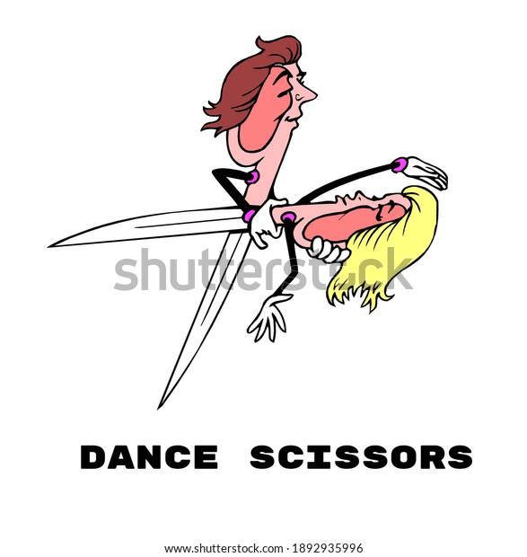 Illustration Couple Dancing Shape Scissors Idea Stock Vector (Royalty ...