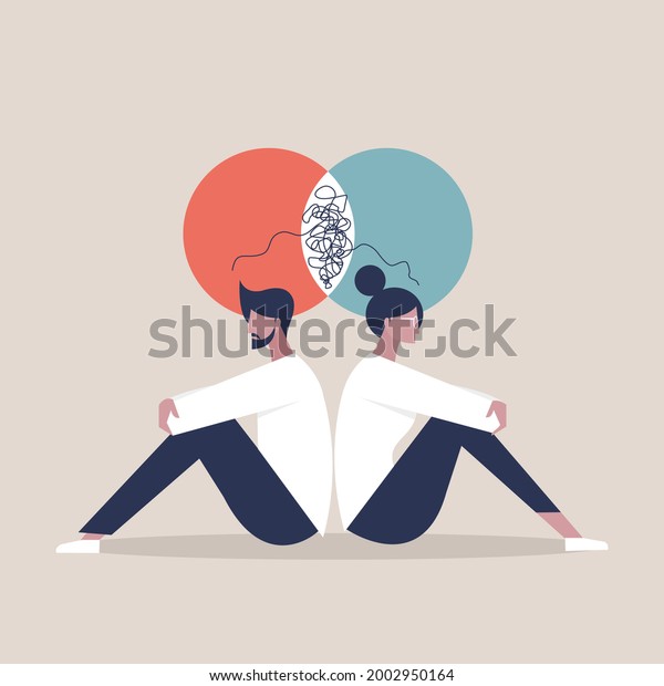 Illustration Couple Disagreements Sitting Back Back Stock Vector ...