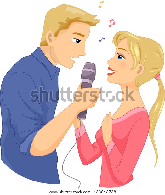 Illustration Couple Singing Together Stock Vector (Royalty Free ...