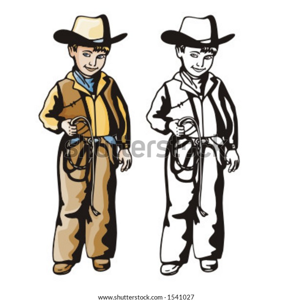 Illustration Cowboy Kid Holding Lasso Stock Vector (Royalty Free) 1541027