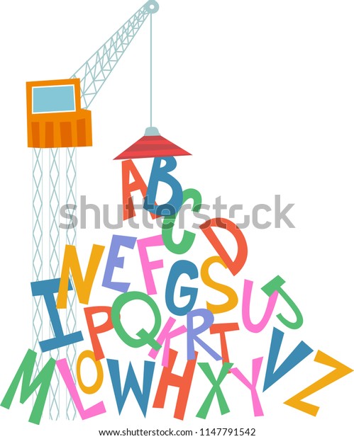 Illustration Crane Pulling Alphabet Letters Using Stock Vector (Royalty ...