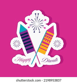 Illustration Cross Firecracker Rocket Fireworks Pink Stock Vector ...