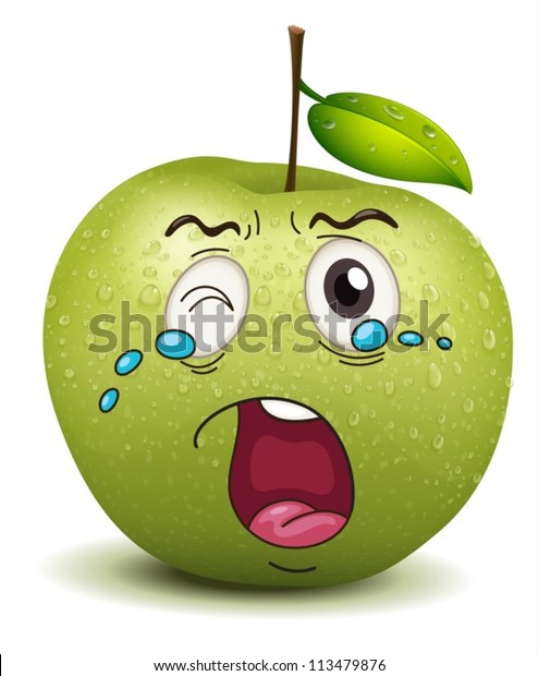 Illustration Crying Apple Smiley On White Stock Vector (Royalty Free ...