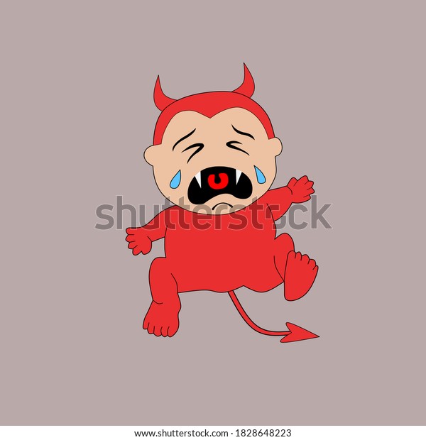 Illustration Crying Baby Devil Stock Vector (Royalty Free) 1828648223 ...