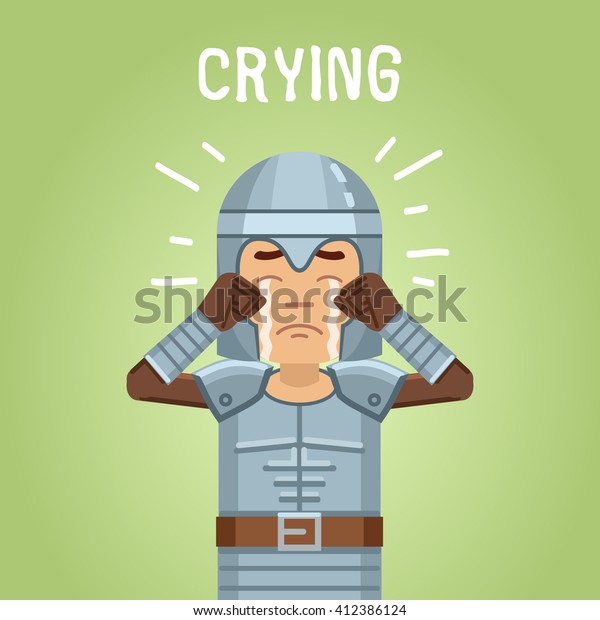Illustration Crying Medieval Knight Sad Upset Stock Vector (Royalty ...