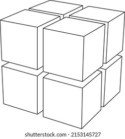 Illustration Cube Outline White Background Stock Vector (Royalty Free ...