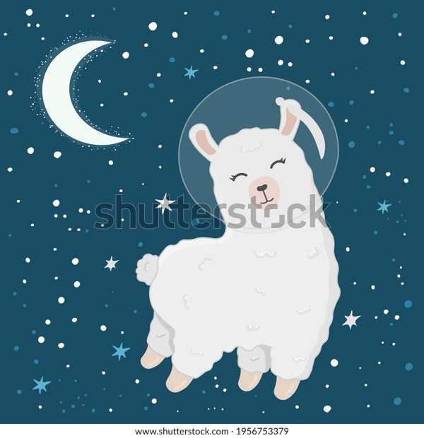 Illustration Cute Alpaca Astronaut On Starry Stock Vector (Royalty Free ...