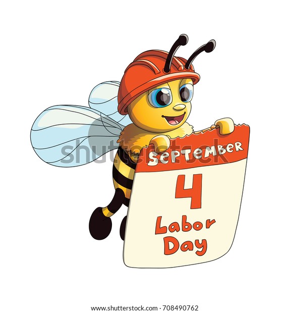 Illustration Cute Bee Labor Day Poster Stock Vector (Royalty Free ...