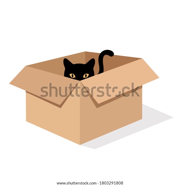 Illustration Cute Black Cat Box On Stock Vector (Royalty Free ...