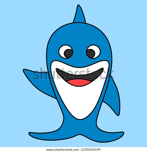 Illustration Cute Blue Fish Character Stock Vector (Royalty Free ...