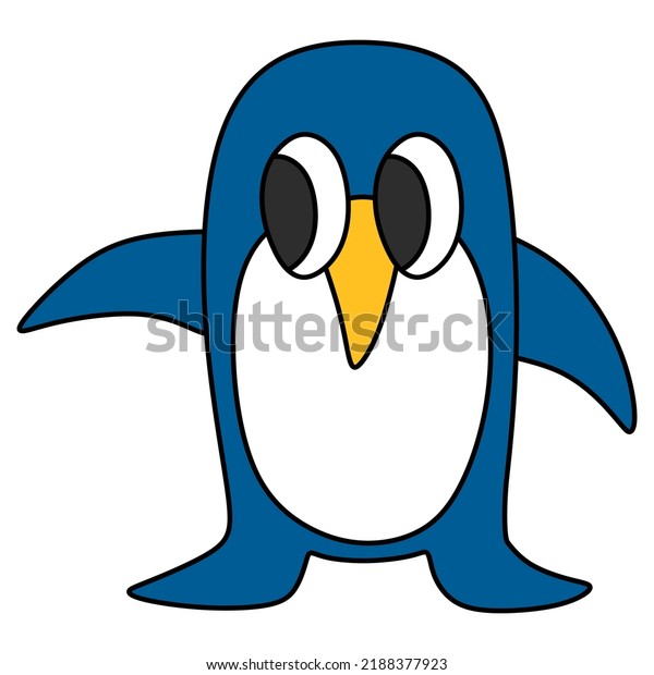 Illustration Cute Blue Penguin Stock Vector (Royalty Free) 2188377923 ...