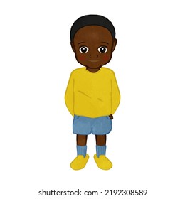 Illustration Cute Boy Facing Front 02 Stock Vector (Royalty Free ...