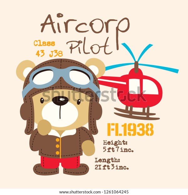 Illustration Cute Cartoon Bear Pilot: vetor stock (livre de direitos ...