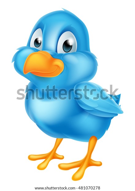 Illustration Cute Cartoon Blue Bird Character Stock Vector (Royalty ...