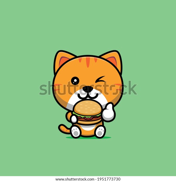 Illustration Cute Cat Burger Vector Design Stock Vector (Royalty Free ...