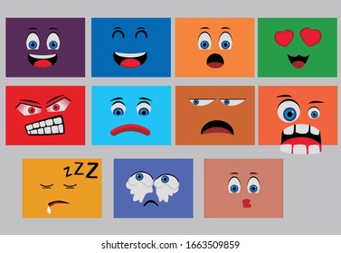 Illustration Cute Colorful Box Emoticons Stock Vector (Royalty Free ...