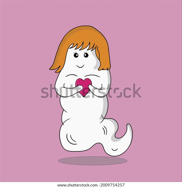 Illustration Cute Female Ghost Cute Animation Stock Vector (Royalty ...