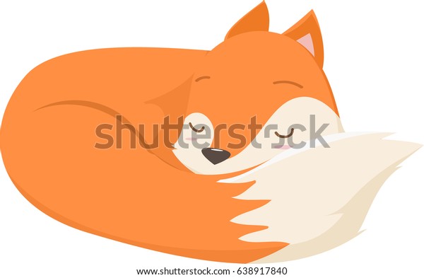 Illustration Cute Fox Cartoon Sleeping Stock Vector (Royalty Free ...