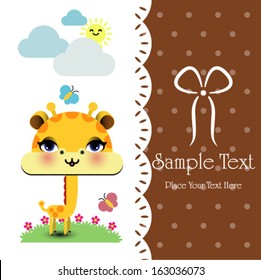 Illustration Cute Giraffe Frame Stock Vector (Royalty Free) 163036073 ...