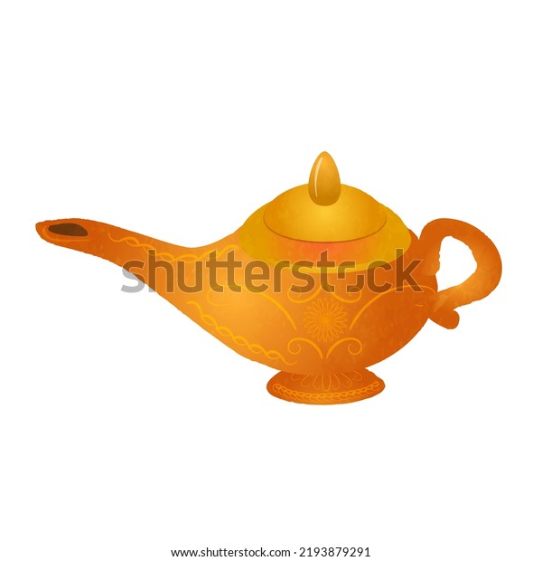 Illustration Cute Gold Magic Lamp Stock Vector (Royalty Free ...
