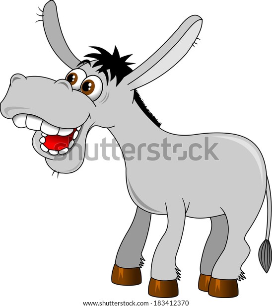 Illustration Cute Grey Cartoon Donkey Character Stock Vector (Royalty ...