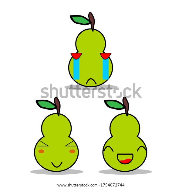 Illustration Cute Guava Fruit Expression Vector Stock Vector (Royalty ...
