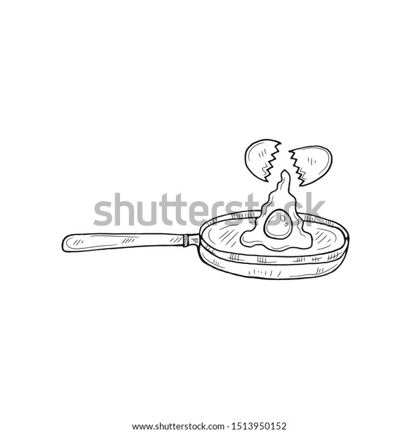 Illustration Cute Hand Drawn Outline Omelette Stock Vector (Royalty ...