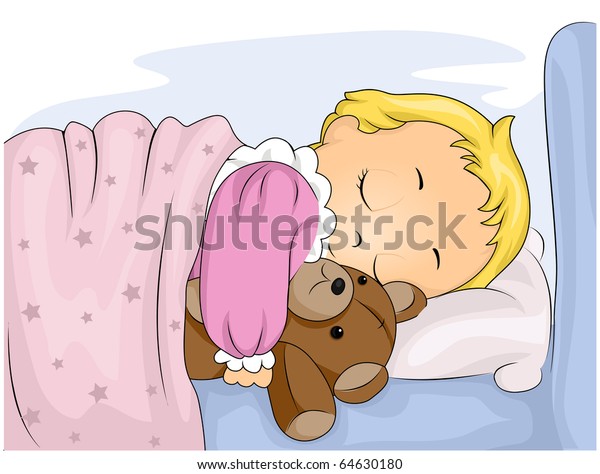 Illustration Cute Kid Hugging Her Stuffed Stock Vector (Royalty Free ...