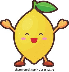 Illustration Cute Lemon Character Happy Both Stock Vector (Royalty Free ...