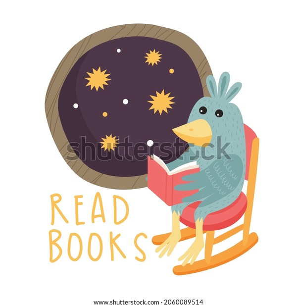 Illustration Cute Little Bird Reading Vector Stock Vector (Royalty Free ...