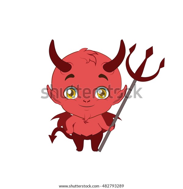 Illustration Cute Little Devil Pitchfork Stock Vector (Royalty Free ...