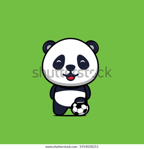 Illustration Cute Panda Playing Soccer Stock Vector (Royalty Free ...