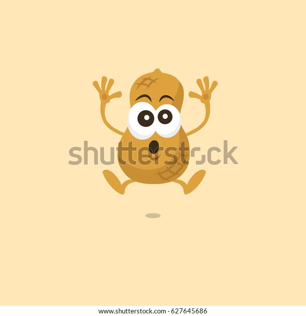 Illustration Cute Peanut Scared Mascot Isolated Stock Vector (Royalty ...