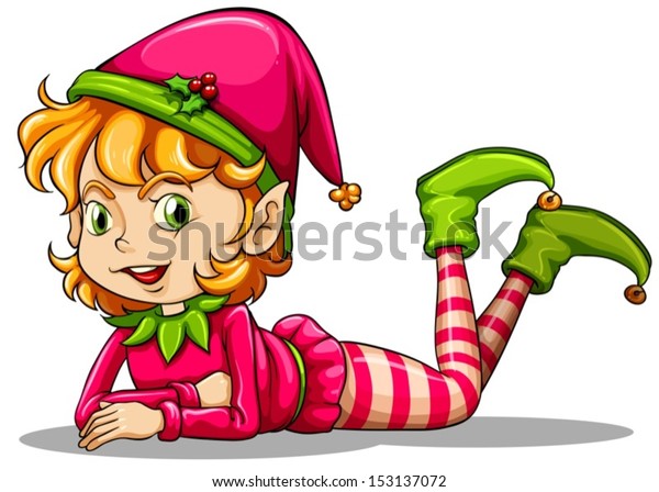 Illustration Cute Playful Elf On White Stock Vector (Royalty Free ...