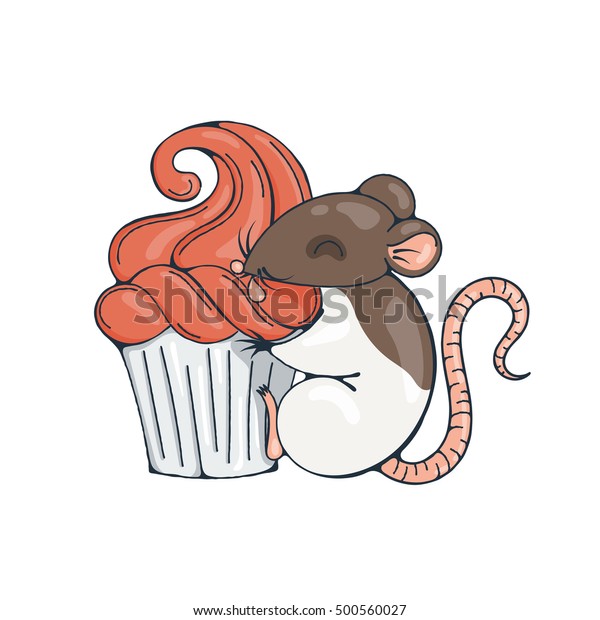 Illustration Cute Rat Cupcakes Vector Image Stock Vector (Royalty Free ...