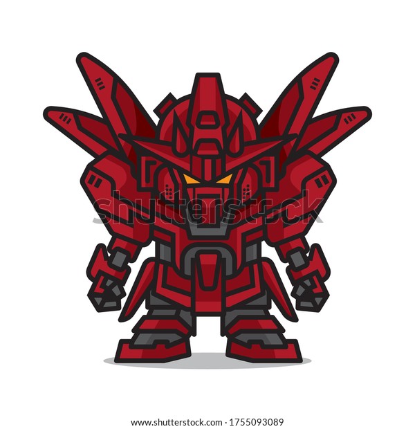 Illustration Cute Red Mecha Robot Vector Stock Vector (Royalty Free ...