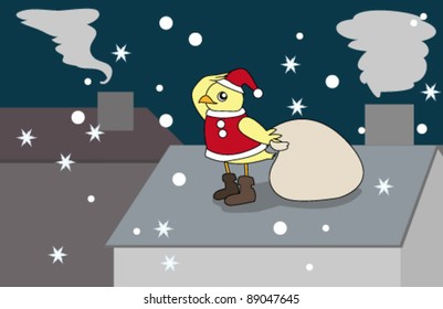 Illustration Cute Santa Bird Giving Presents Stock Vector (Royalty Free ...