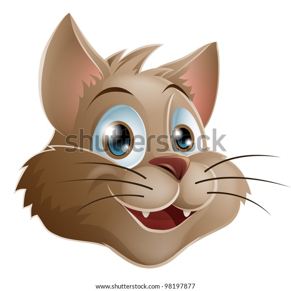Illustration Cute Smiling Cartoon Cats Face: เวกเตอร์สต็อก (ปลอดค่า ...