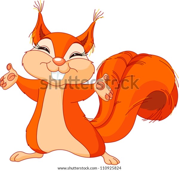 Illustration Cute Squirrel Raising His Hands Stock Vector (Royalty Free ...