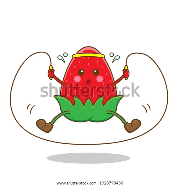 Illustration Cute Strawberry Jumping Rope Stock Vector (Royalty Free ...