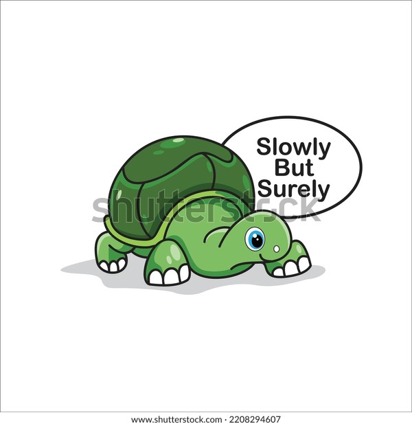 Illustration Cute Turtle Cartoon Slowly Surely Stock Vector (Royalty ...