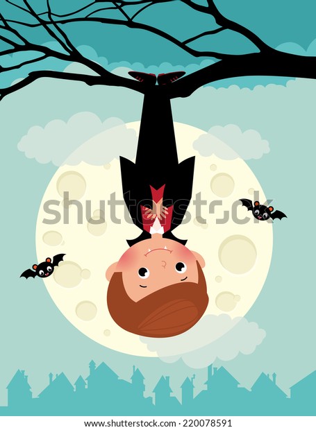 Illustration Cute Vampire On Halloween Nightvampire Stock Vector ...