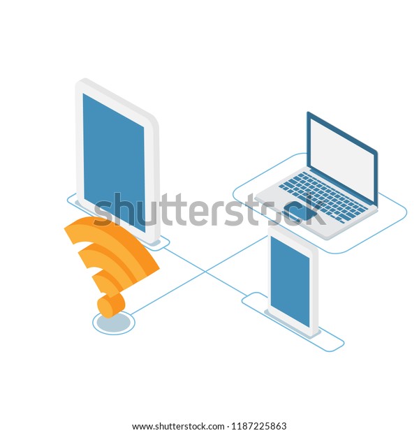 Illustration Cyber Connection Technology Wifi Devices Stock Vector ...